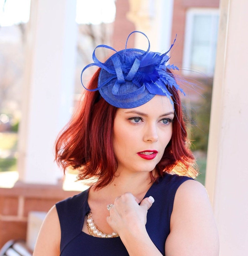 Royal Blue Fascinator Tea Party Hat Church Hat Kentucky Derby Hat ...