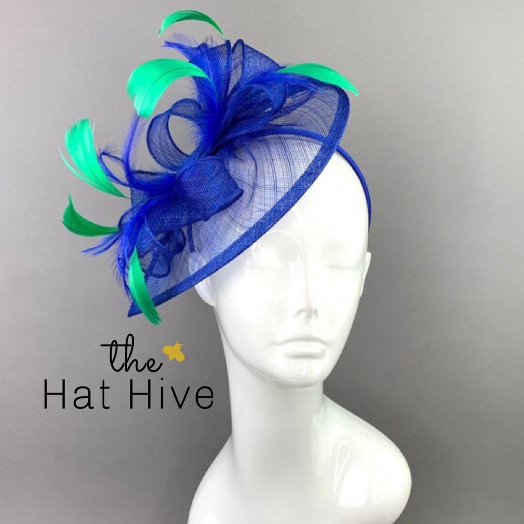 Royal Blue and Kelly Green Fascinator on Headband, Tea Party Hat ...