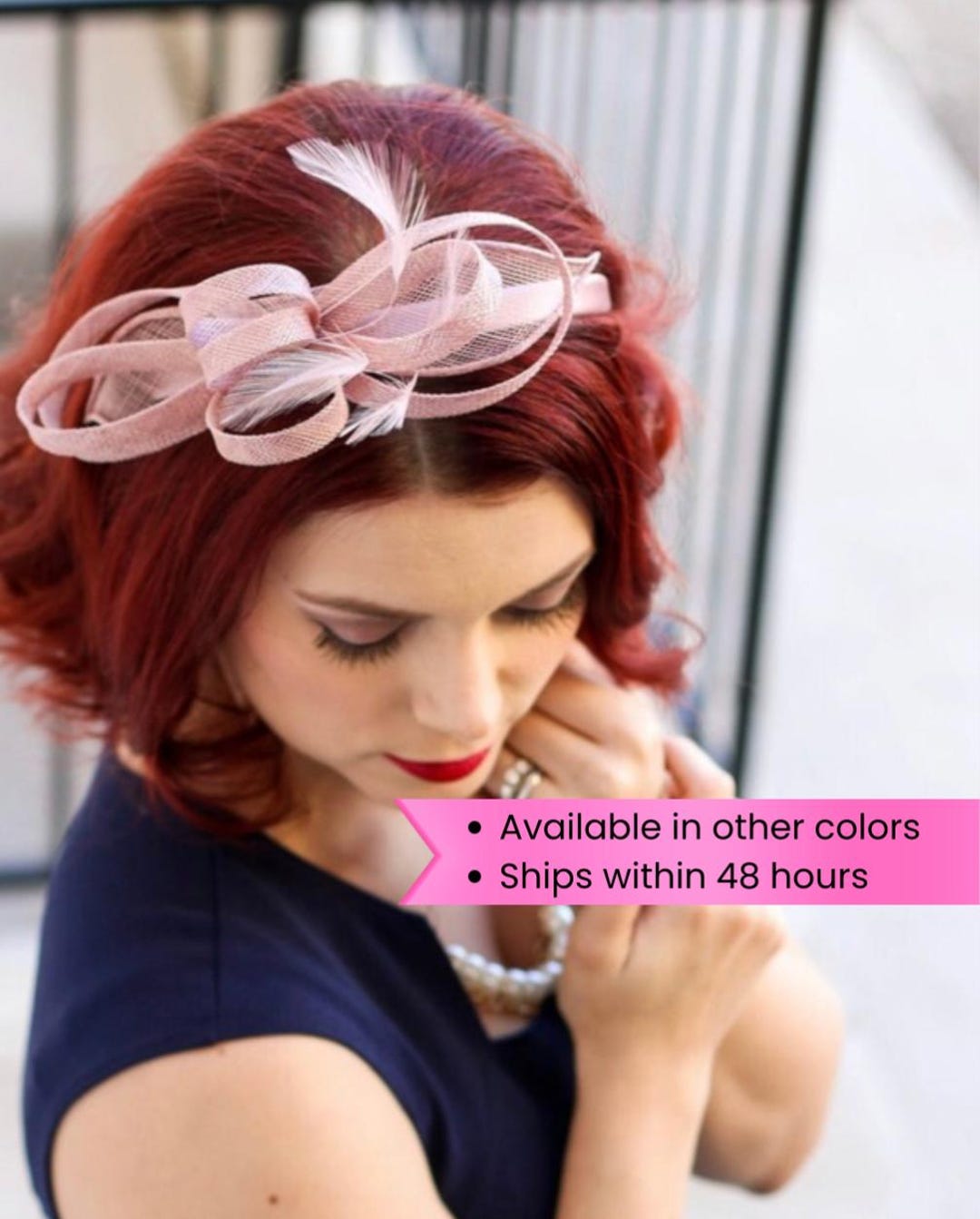 Mauve Blush Pink Fascinator on Headband Tea Party Hat Church Hat Derby ...