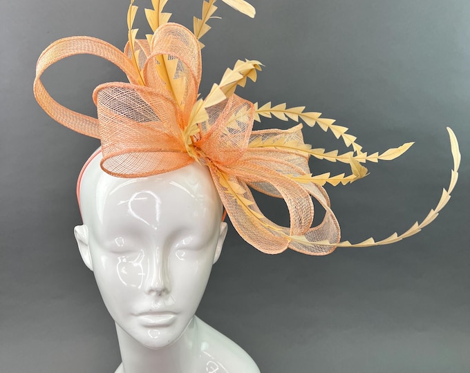 Peach Bow Fascinator on Headband, Kentucky Derby Hat, High Tea ...