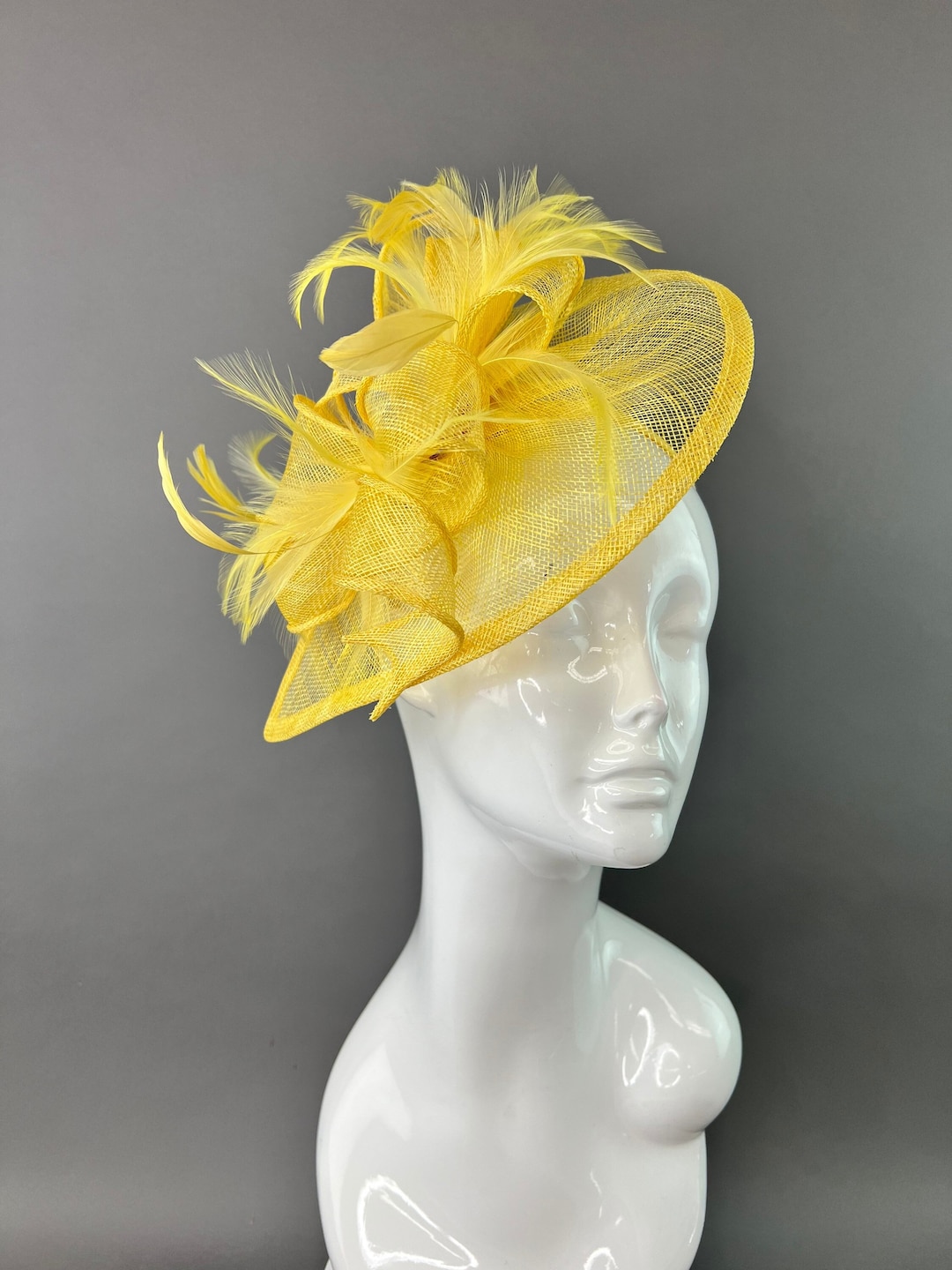 Yellow Fascinator Hat for Women Kentucky Derby Hat for Wedding Guest ...