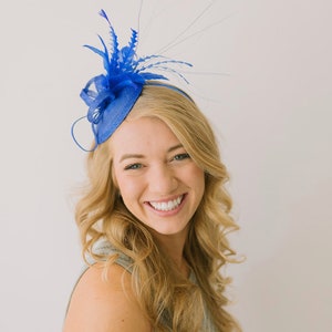 Royal Blue Fascinator Tea Party Hat Church Hat Kentucky Derby Hat ...