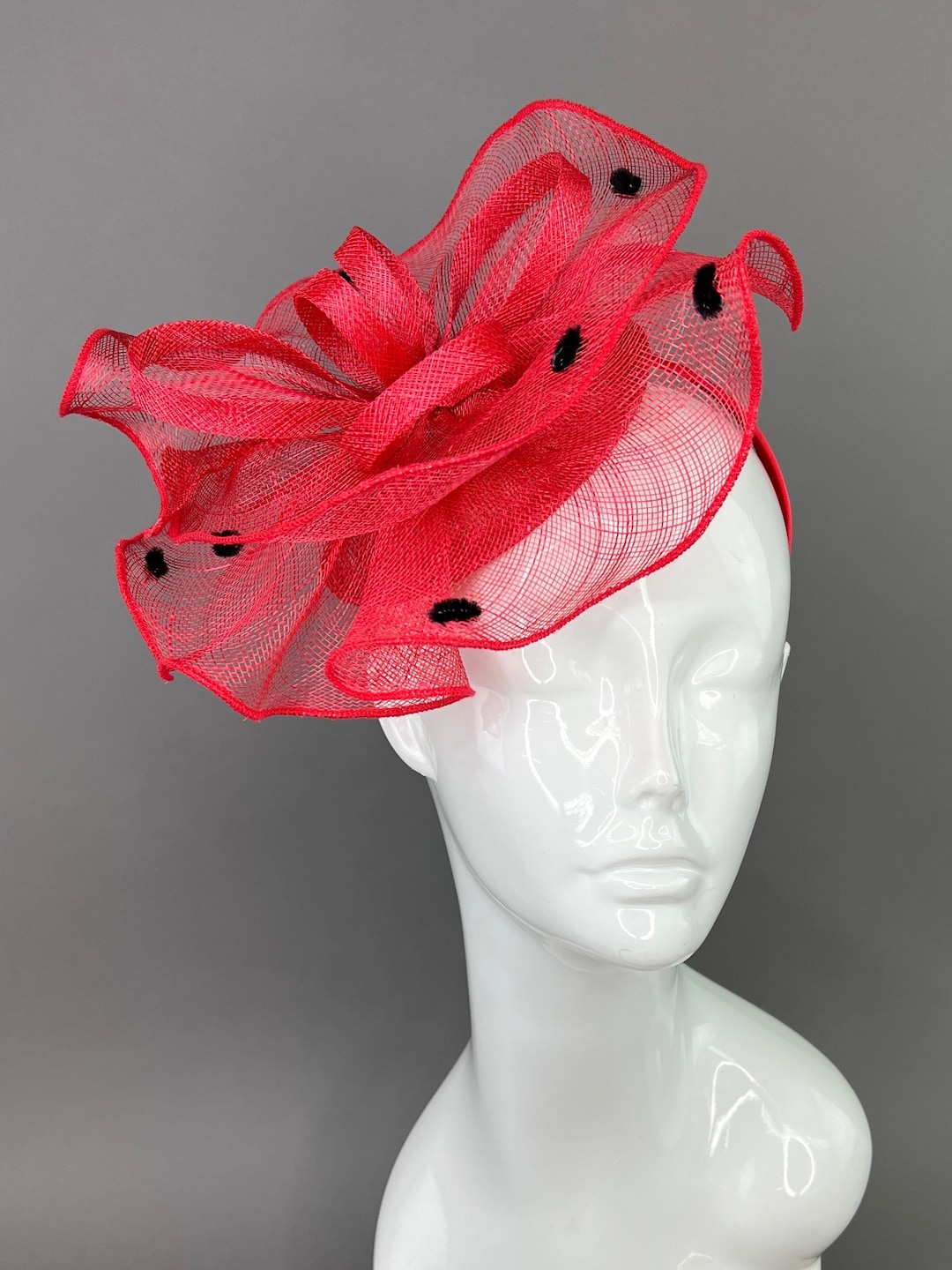 Red and Black Polka Dot Fascinator Hat Women's Red Hat Society Tea ...