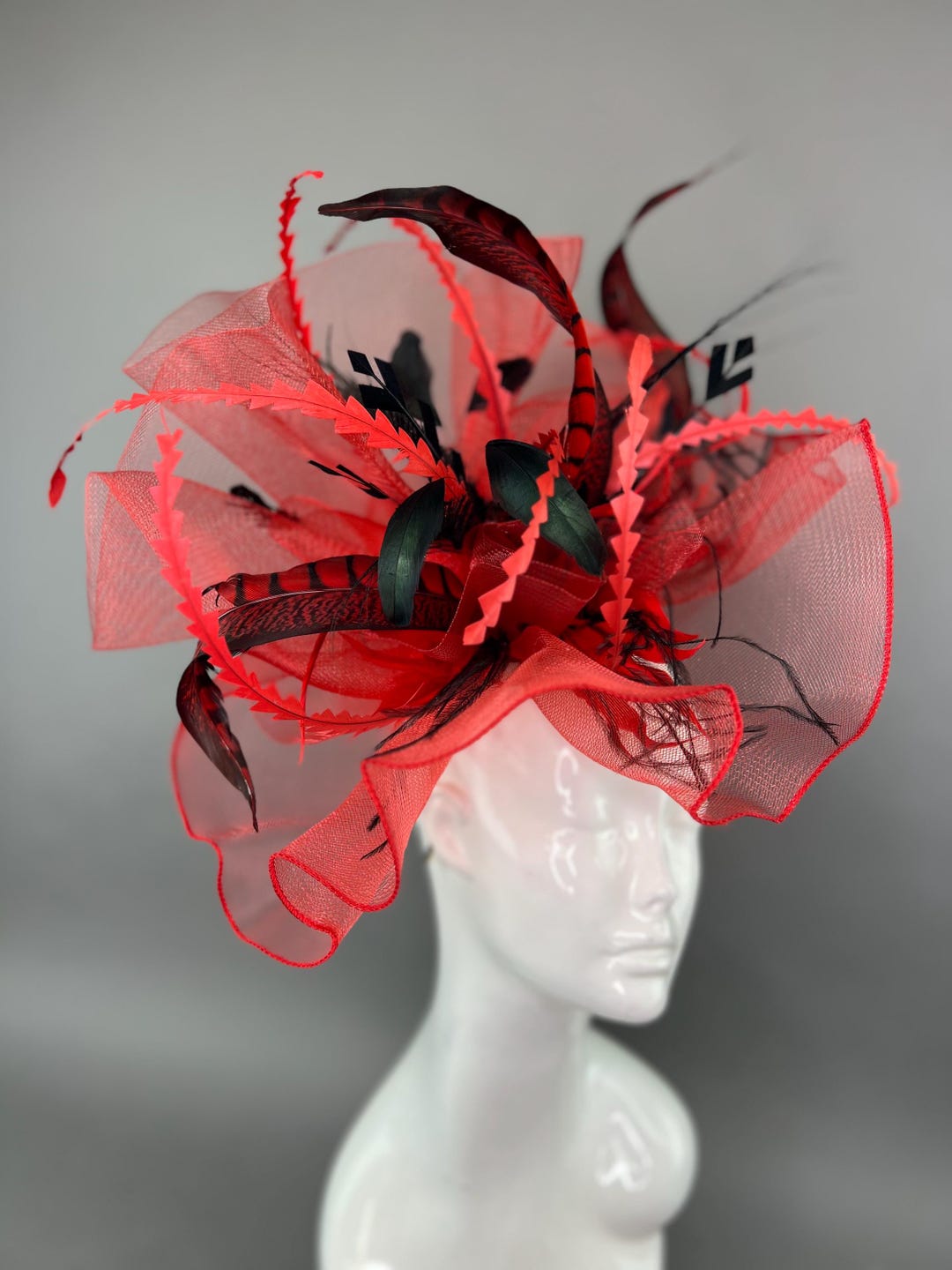 Red Fascinator Couture Kentucky Derby Hat Womens Tea Party Hat Derby ...