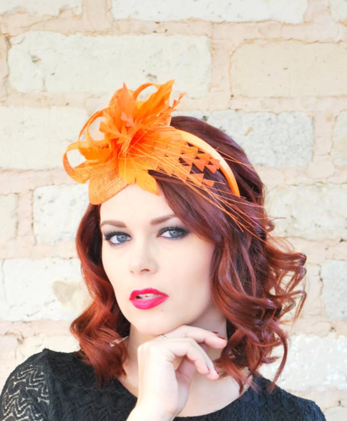 The Haleigh Marigold Orange Fascinator Tea Party Hat Church Etsy