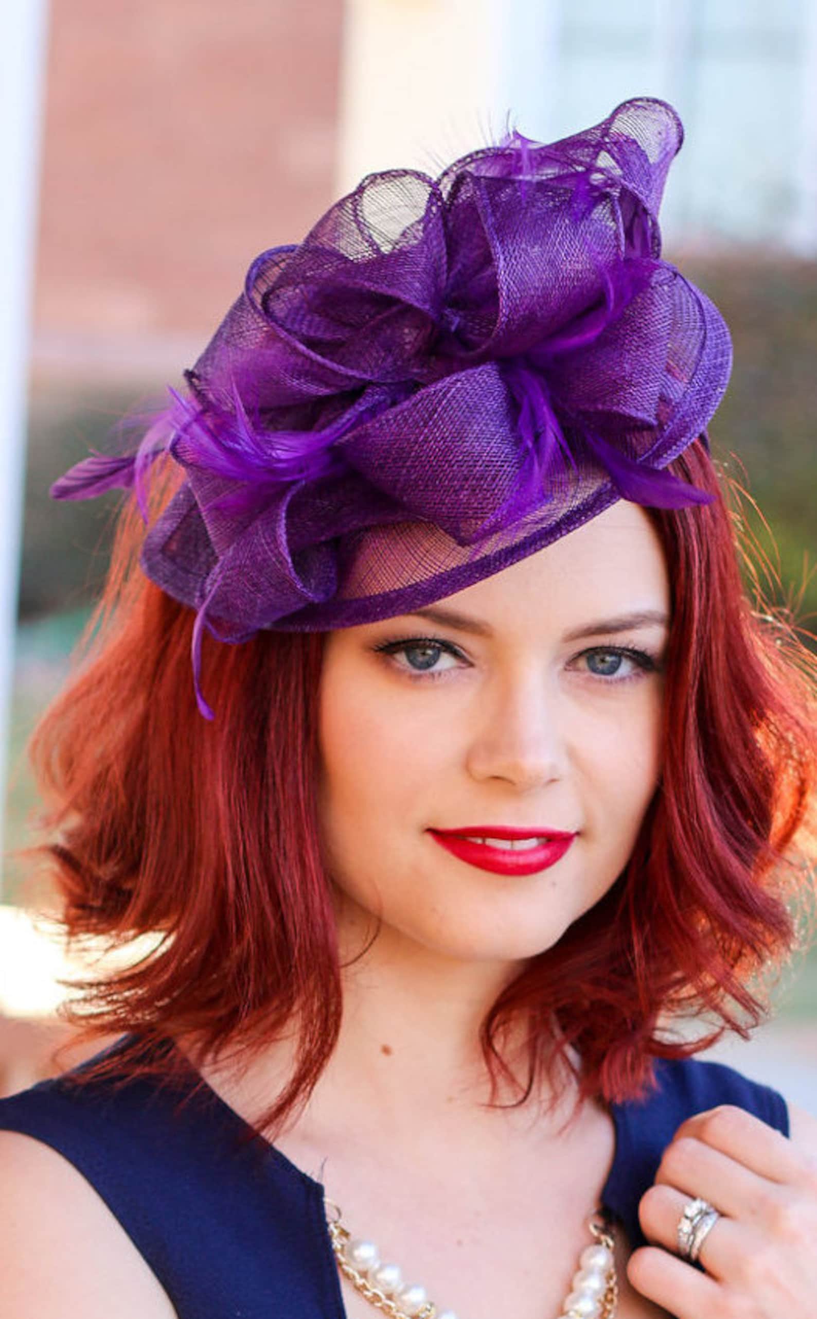Purple Fascinator, the Kenni, Tea Party Hat, Church Hat, Kentucky Derby ...