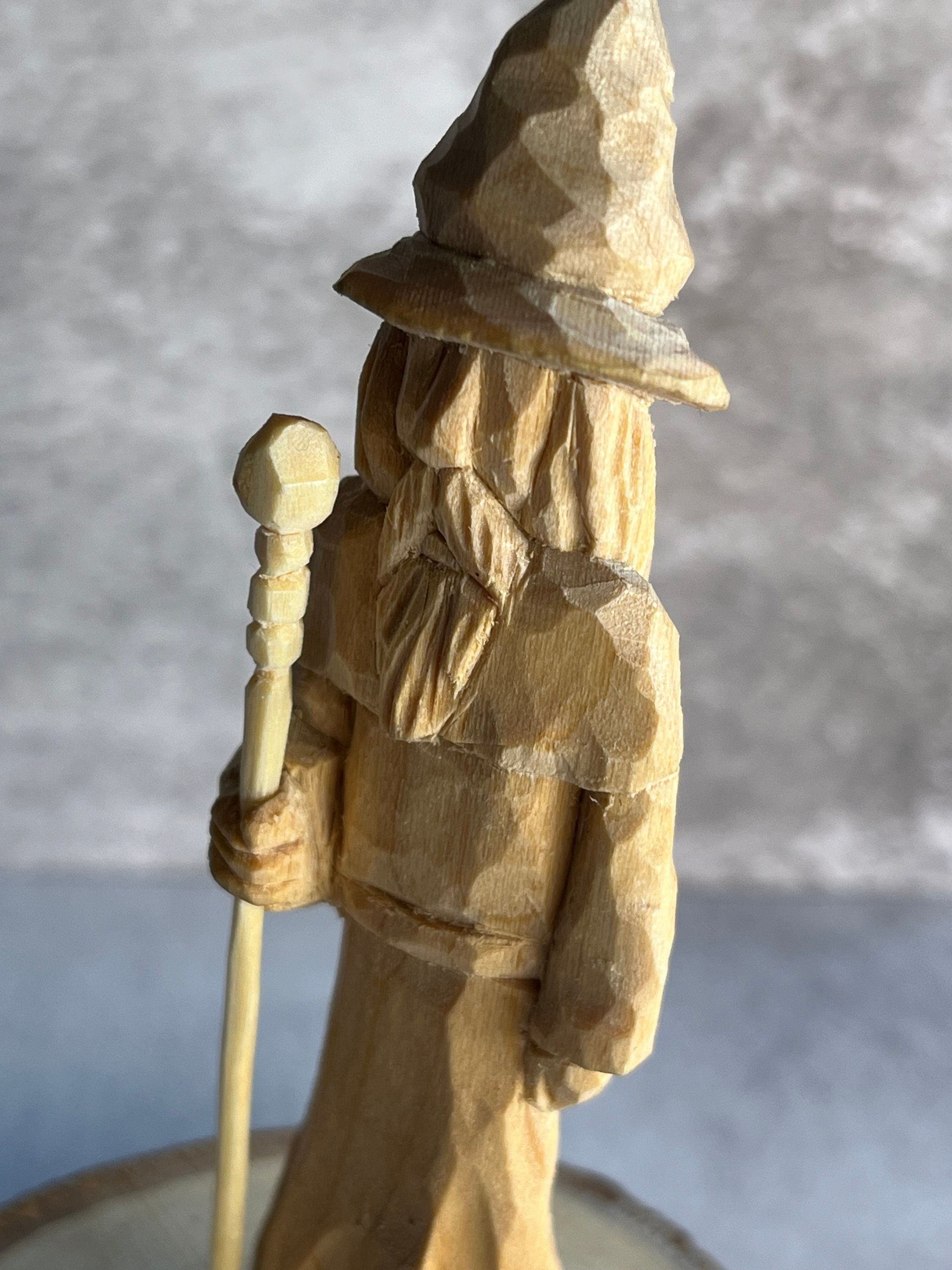 Hand Carved Wizard Figure, Wooden Sculpture - Etsy