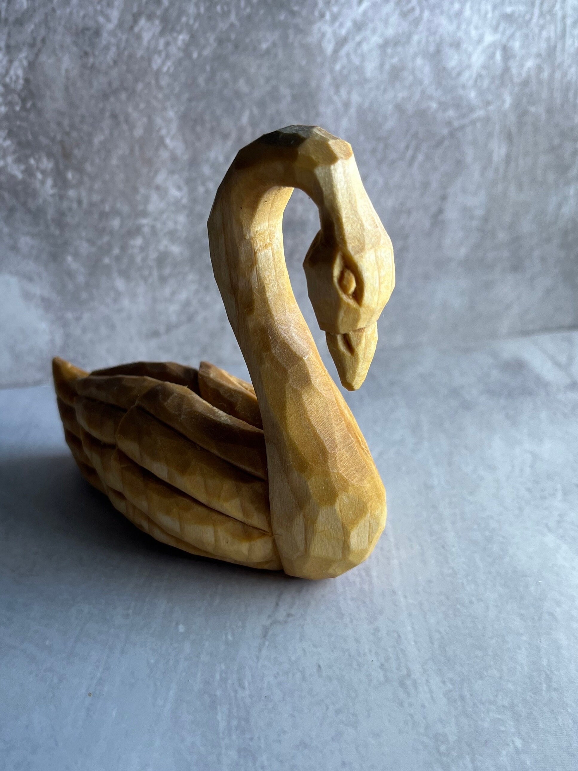 Hand Carved Swan Figures, Wooden Sculptures - Etsy