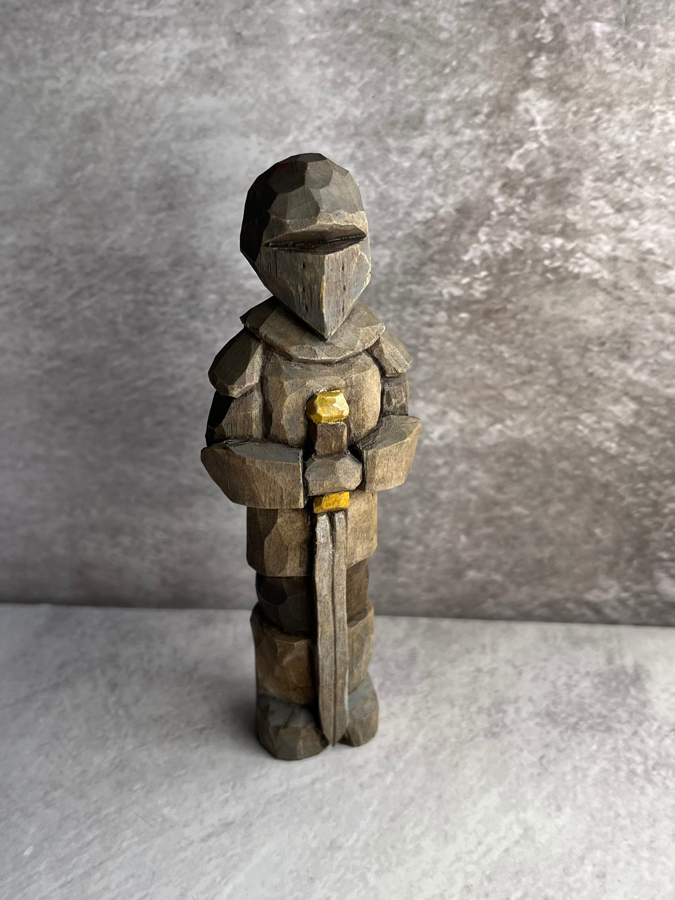 Hand Carved Knight Figure, Wooden Sculpture - Etsy