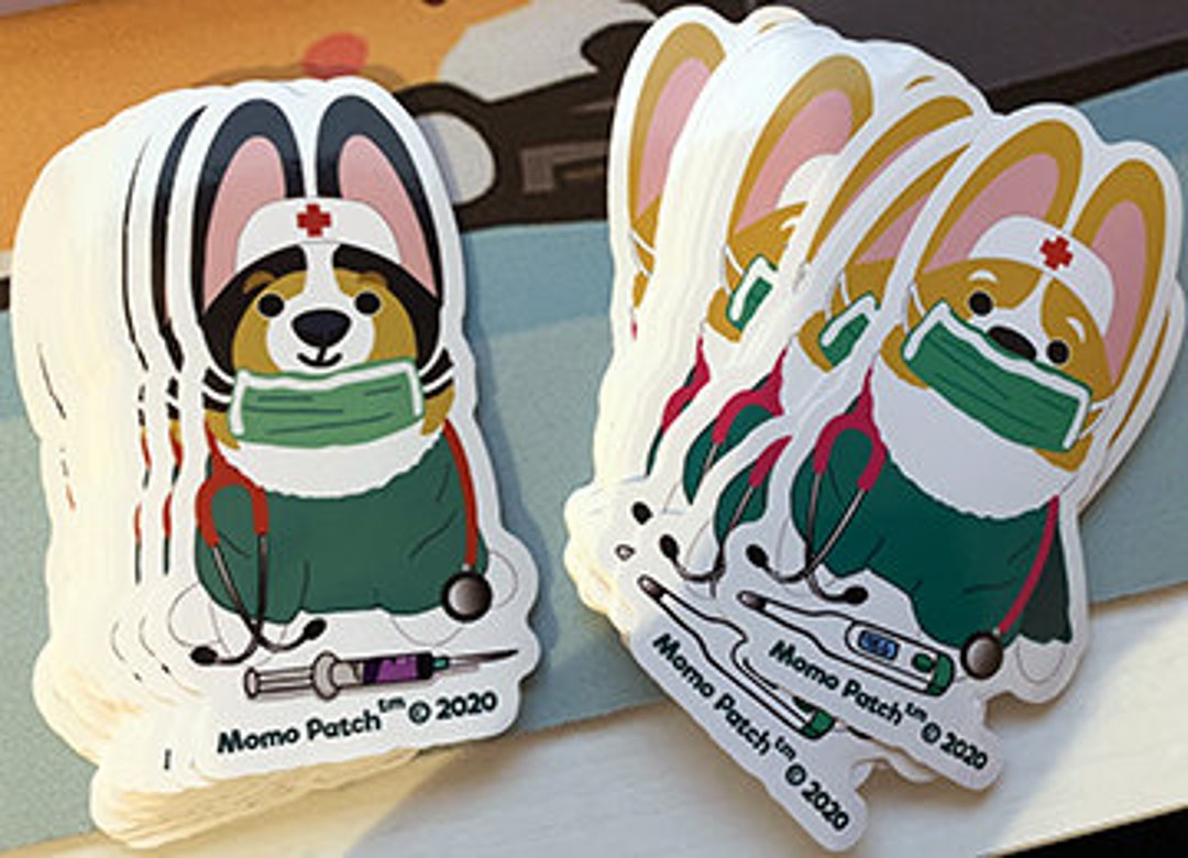 Essential Corgi Nurse Hero Vinyl Sticker Red & White and Tri-corgi - Etsy