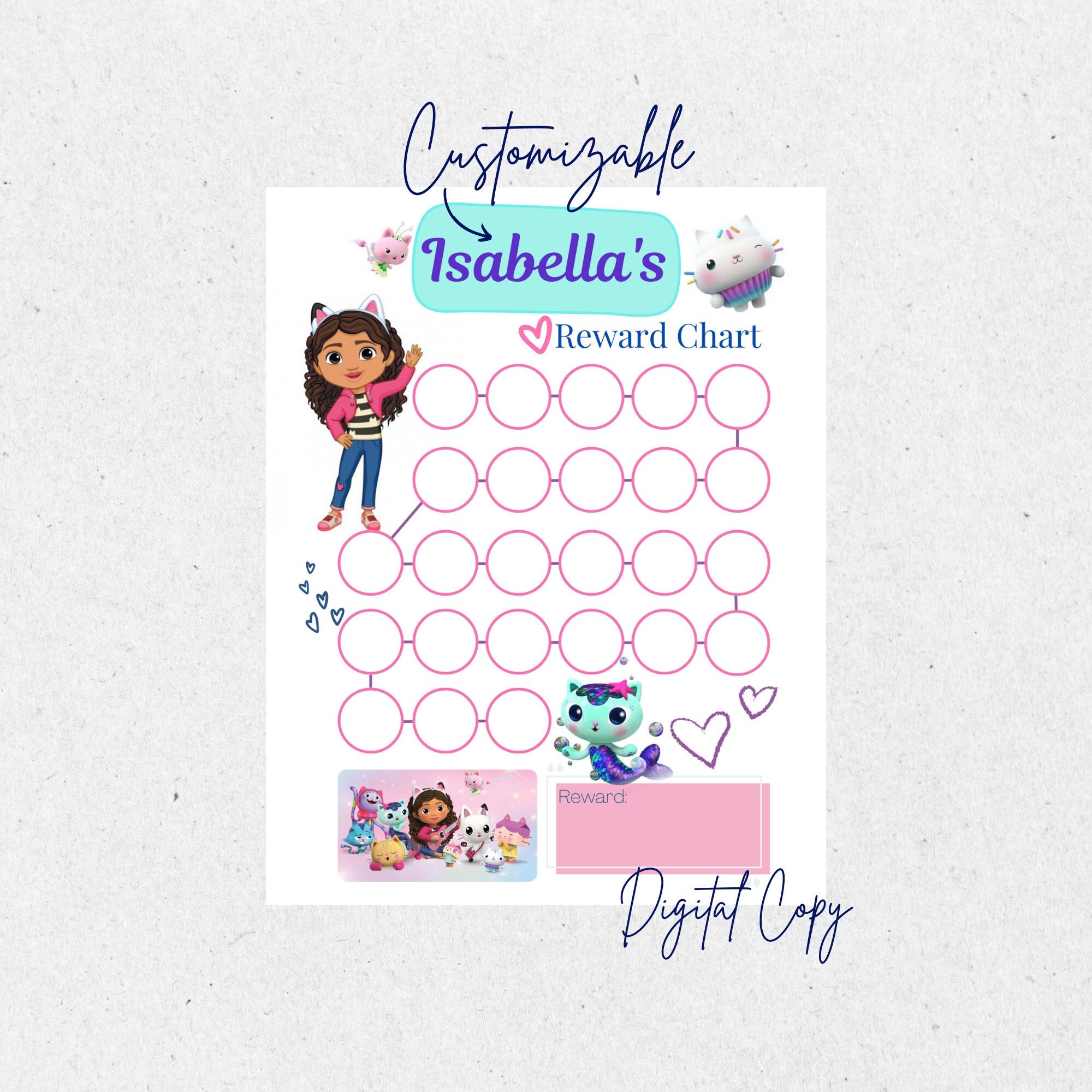 Gabby's Dollhouse Customizable Kid's Printable Reward - Etsy UK