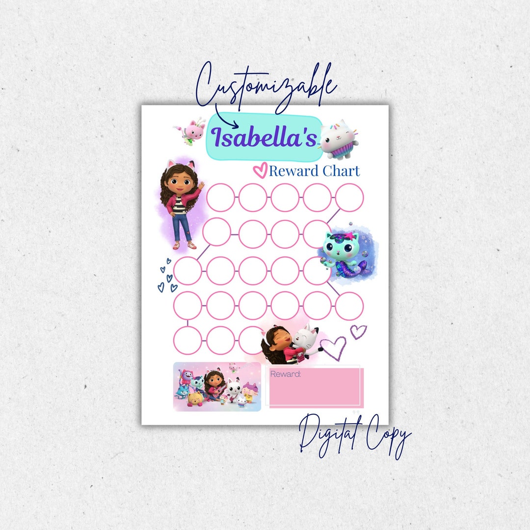 Gabby's Dollhouse Customizable Kid's Printable Reward| Potty | Behavior ...