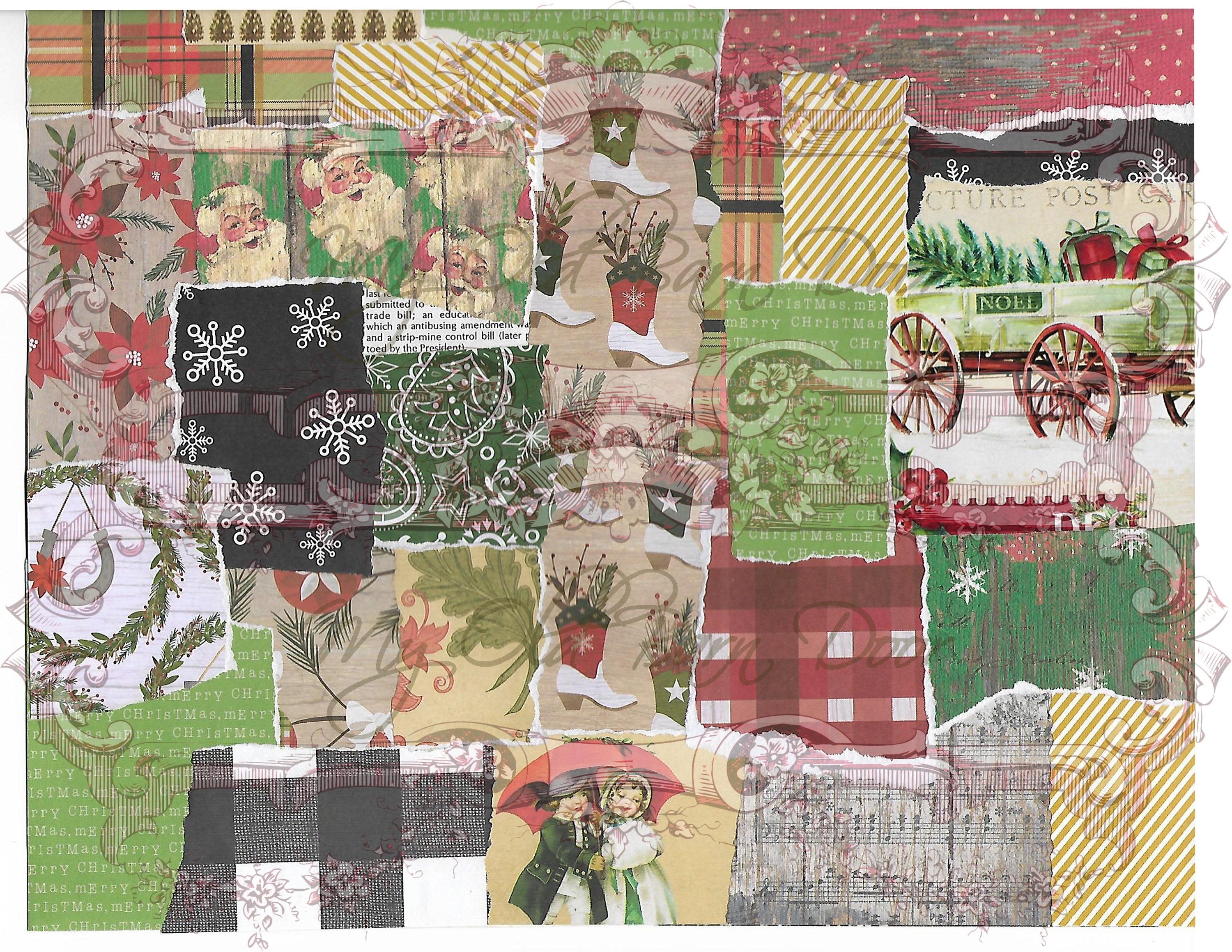 Farmhouse Christmas Collage Kit, Digital Download, Farm, Junk Journal ...