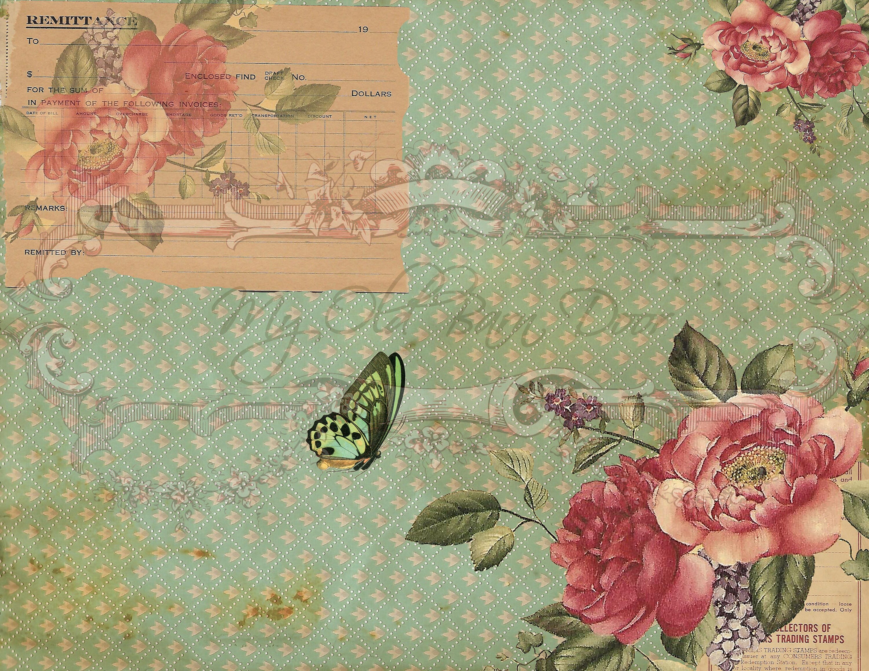 Shabby Vintage Digital Journal Background Page Kit Digital | Etsy