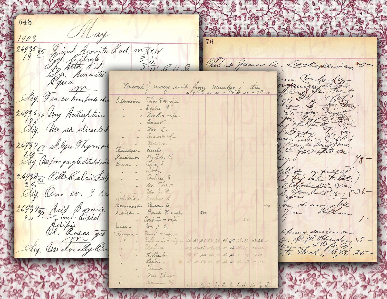 Vintage Ledgers Portrait, Digital Download, Ledger Paper, Scrapbook ...