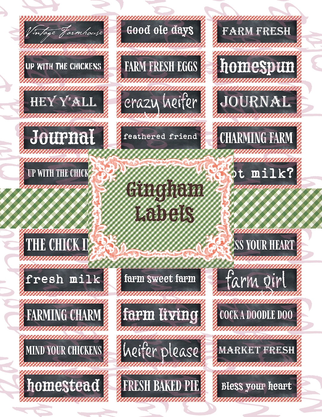 Orange Red Gingham Labels, Fall Labels, Farm Labels, Farm, Fall ...