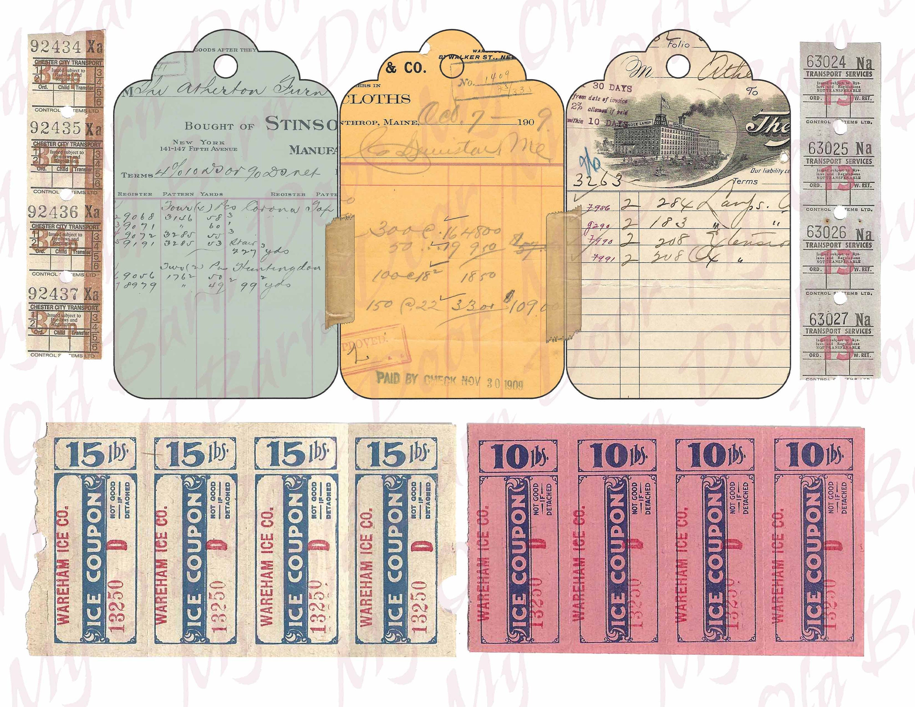 Vintage Ledger Tags & Ephemera Kit, Digital Download, Vintage Ledger ...