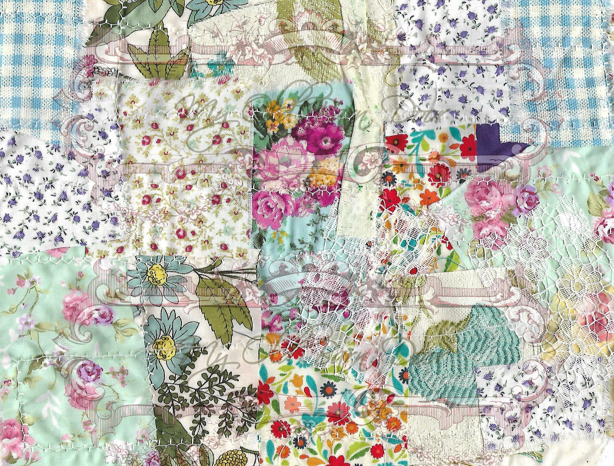 Fabric Collage Sheet Scans, Digital Download, Digital Product ...