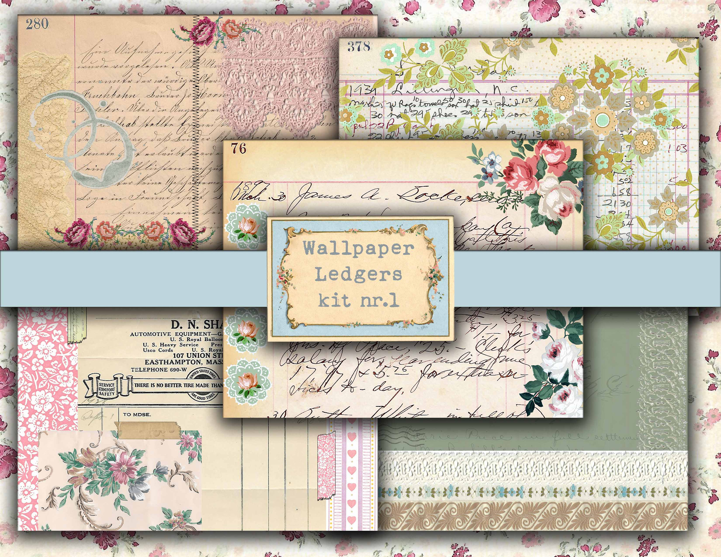 Wallpaper Ledgers Kit 1 Ledger Digital Download Vintage - Etsy