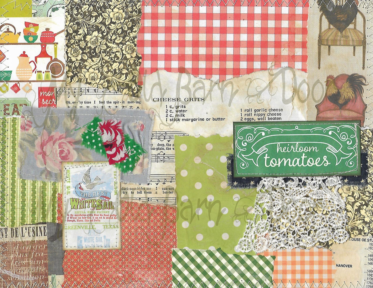 Farm Style Digital Download Collage Sheets Background Pages - Etsy