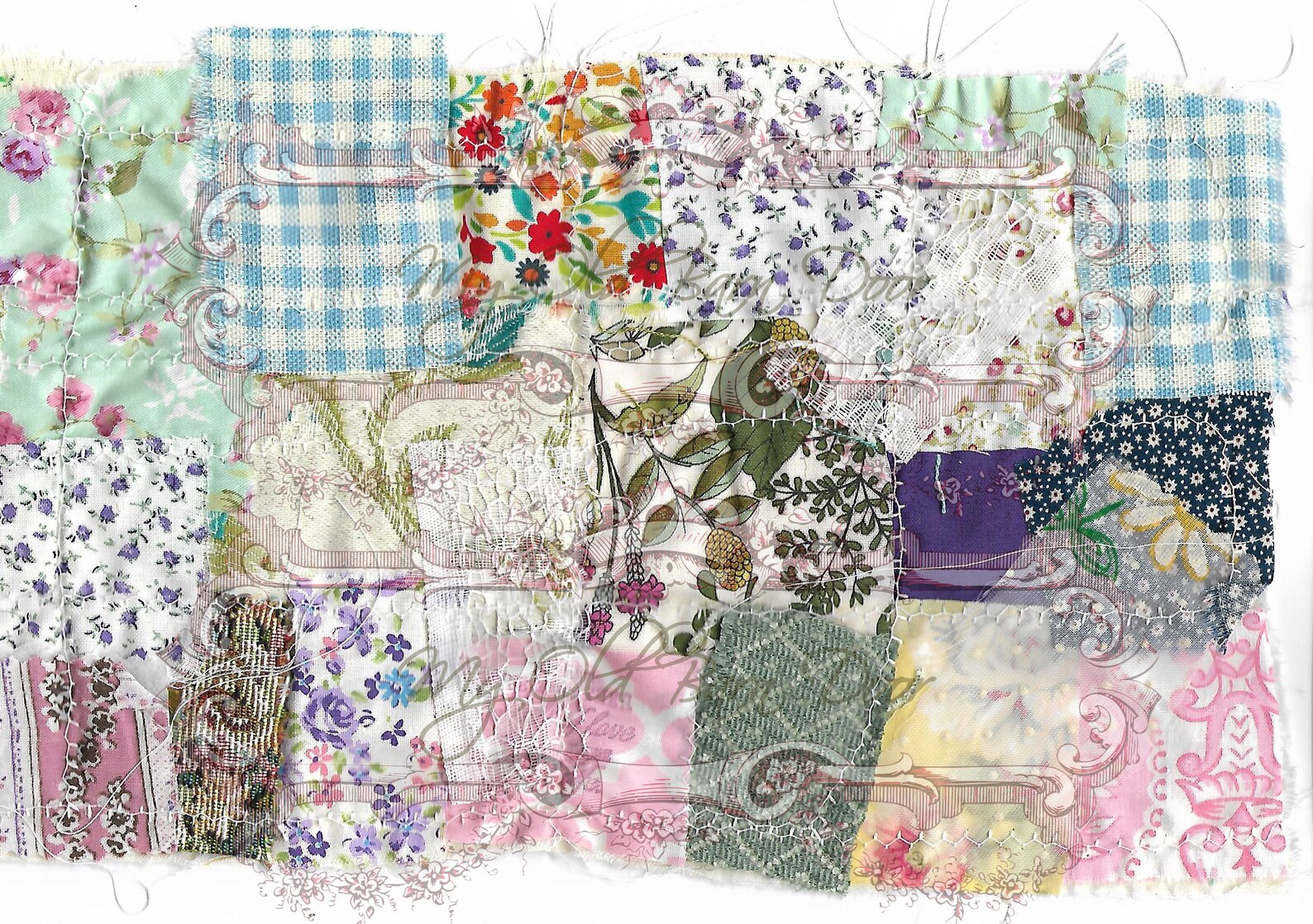 Fabric Collage Sheet Scans, Digital Download, Digital Product ...