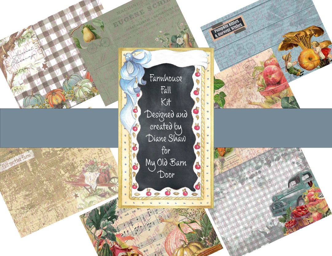 Farmhouse Fall Digital Journal and Scrapbook Kit, Junk Journal ...