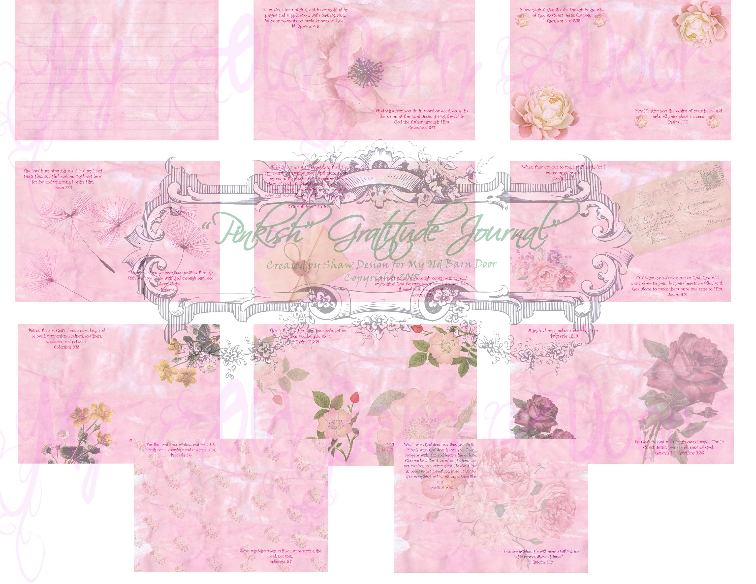 Shabby Pink Gratitude Journal DIGITAL UPLOAD junk journal | Etsy