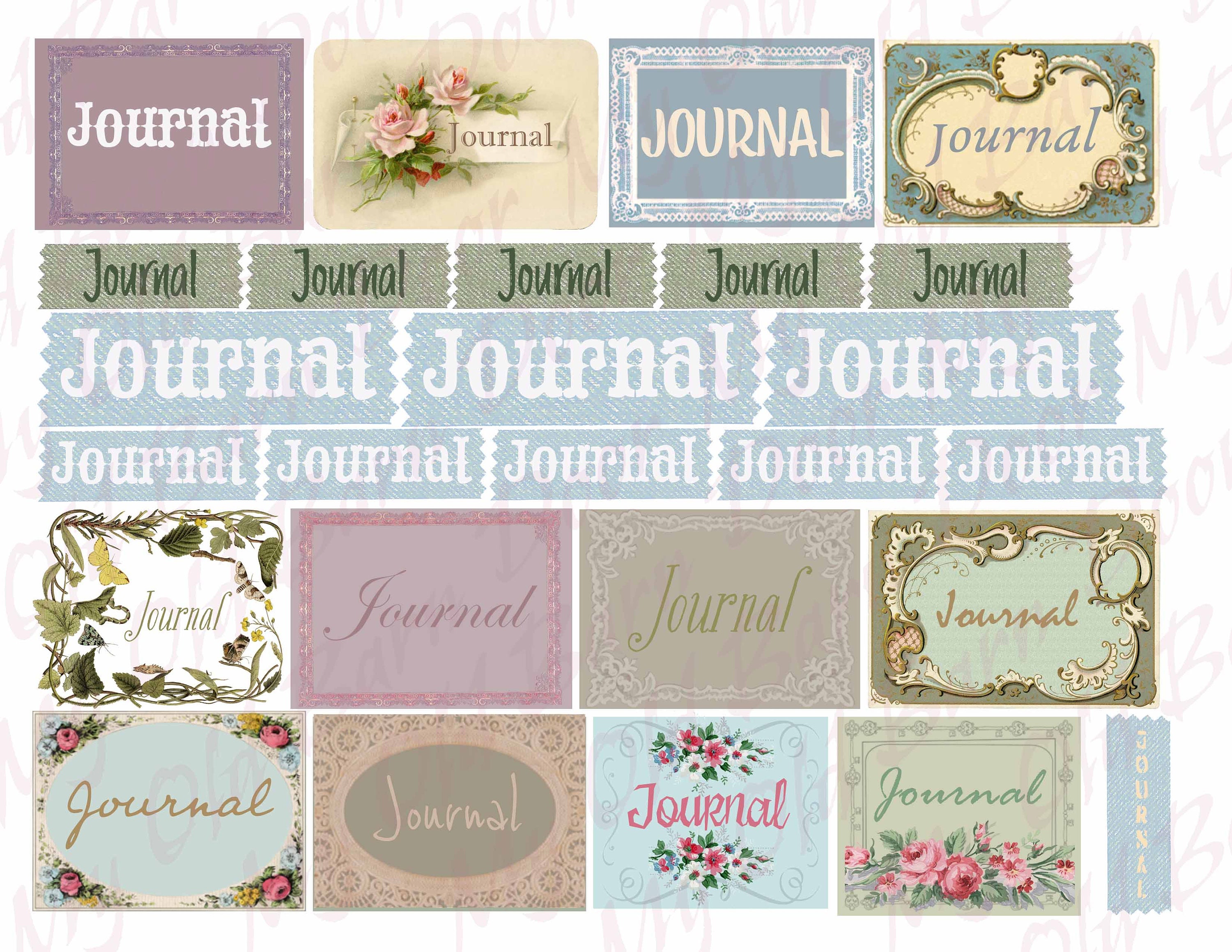 Journal Labels Digital Download Journal Scrapbook Floral - Etsy