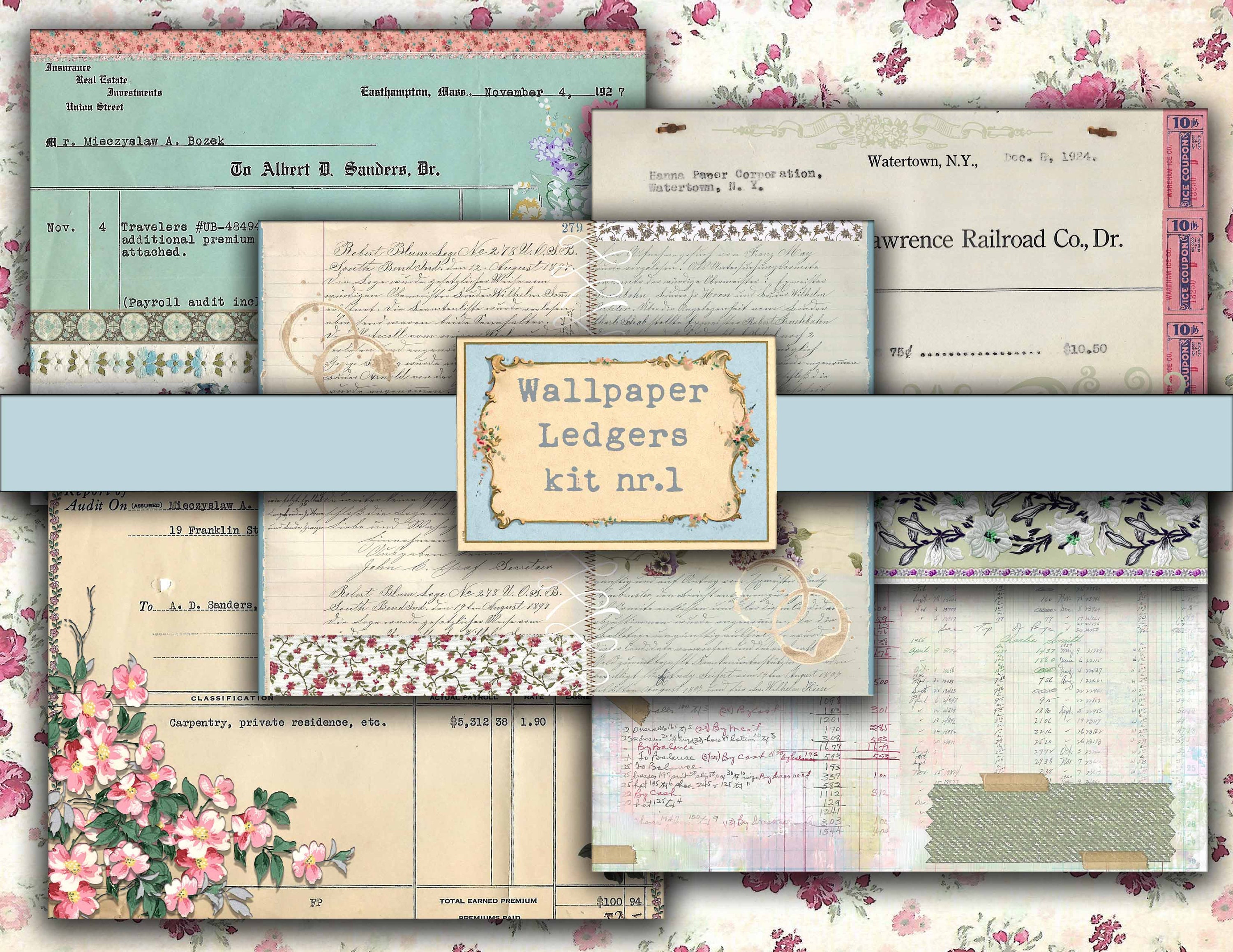 Wallpaper Ledgers Kit 1 Ledger Digital Download Vintage - Etsy