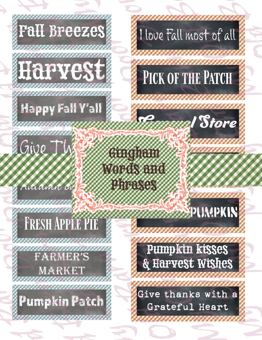 Teal and Orange Fall Farm Gingham Labels, Fall Label, Farm Label, Farm ...