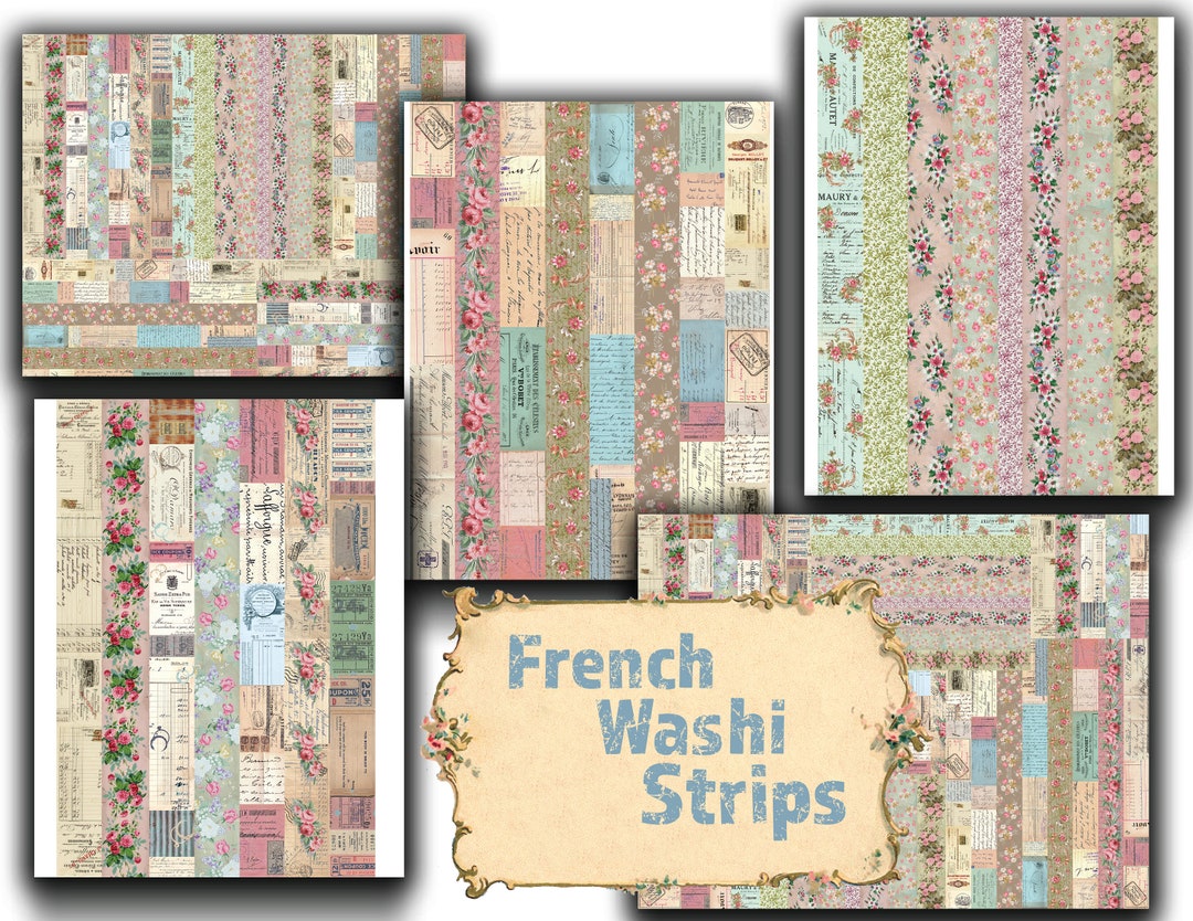 French Washi Strips, Digital Download, Printable, Washi, Botanical ...