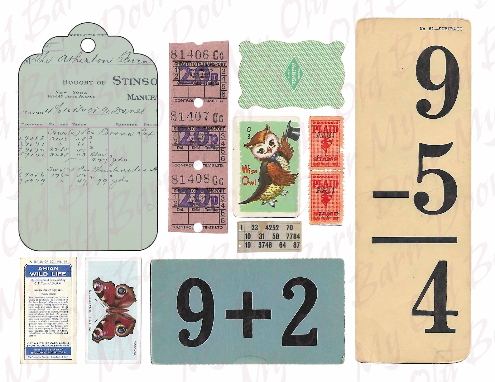 Vintage Ledger Tags & Ephemera Kit Digital Download Vintage - Etsy
