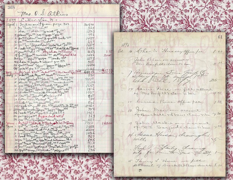 Vintage Ledgers Portrait, Digital Download, Ledger Paper, Scrapbook ...