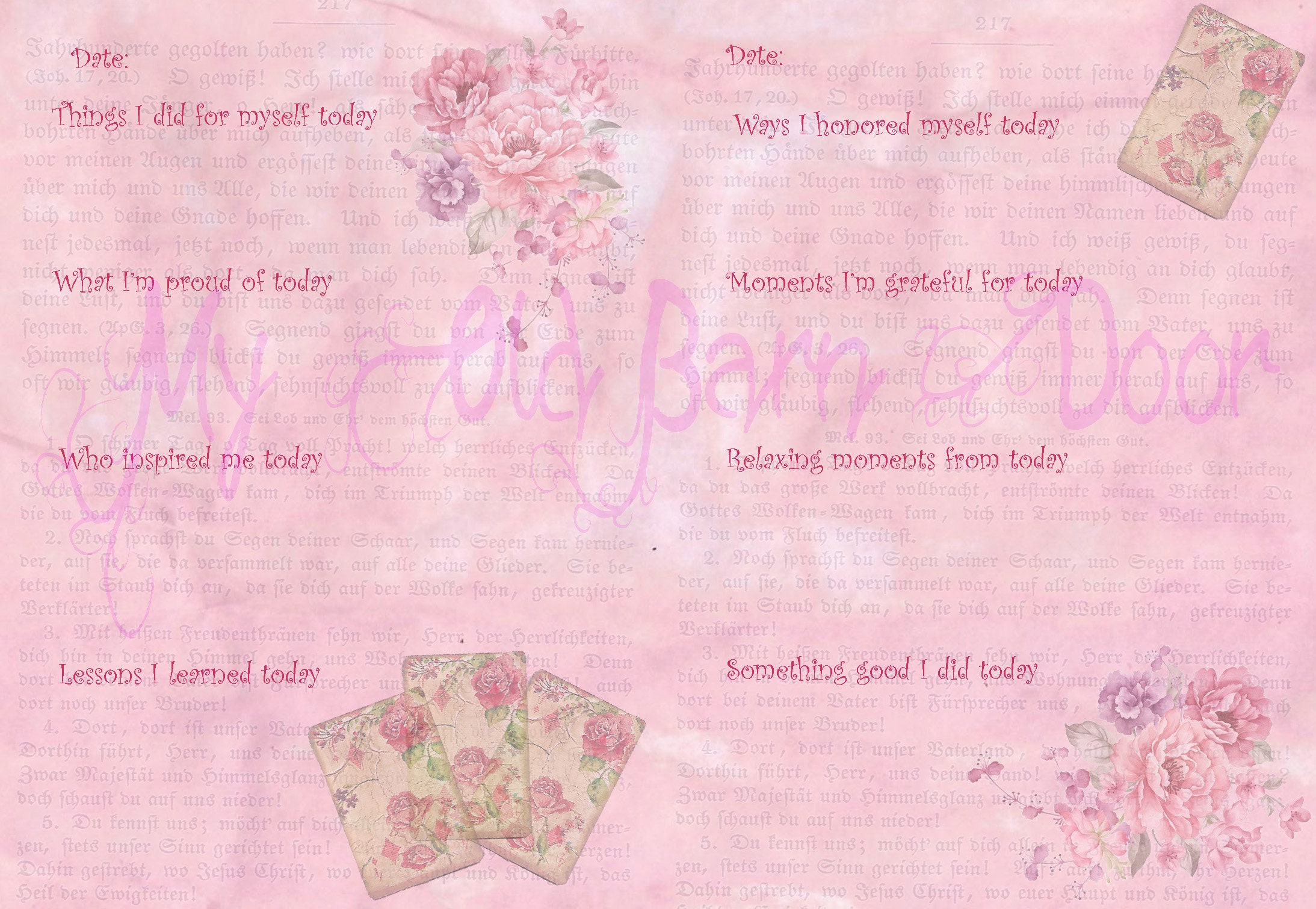 Shabby Pink - Gratitude Journal, DIGITAL UPLOAD, Junk Journal, Diary ...