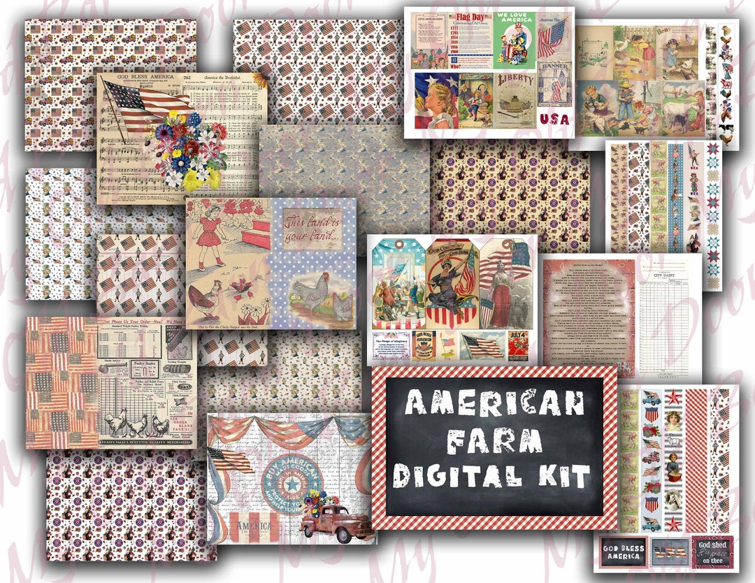 American Farm Digital Kit, Journal, Junk Journal, Farmhouse, Farm ...