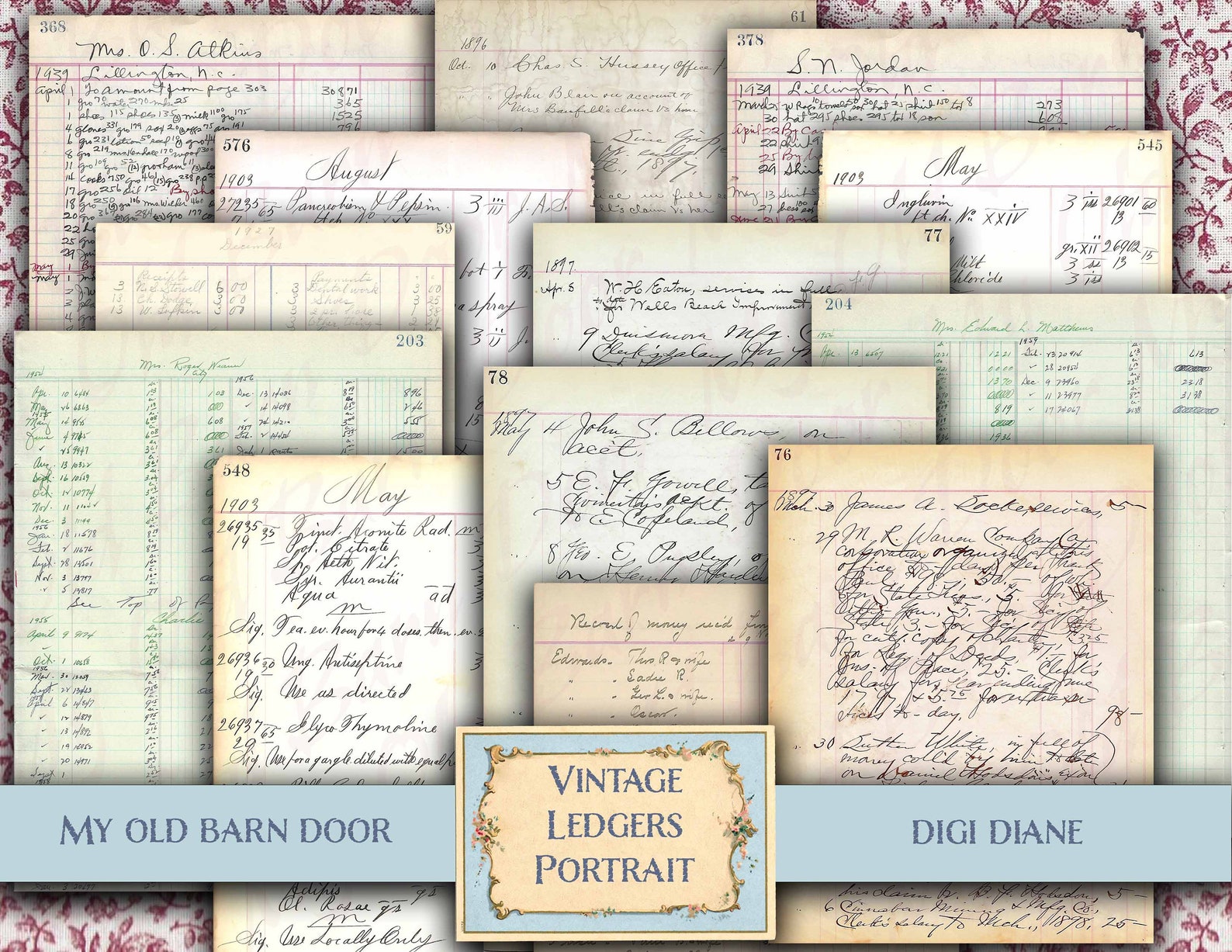 Vintage Ledgers Portrait Digital Download Ledger Paper - Etsy