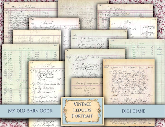 Vintage Ledgers Portrait Digital Download Ledger Paper | Etsy