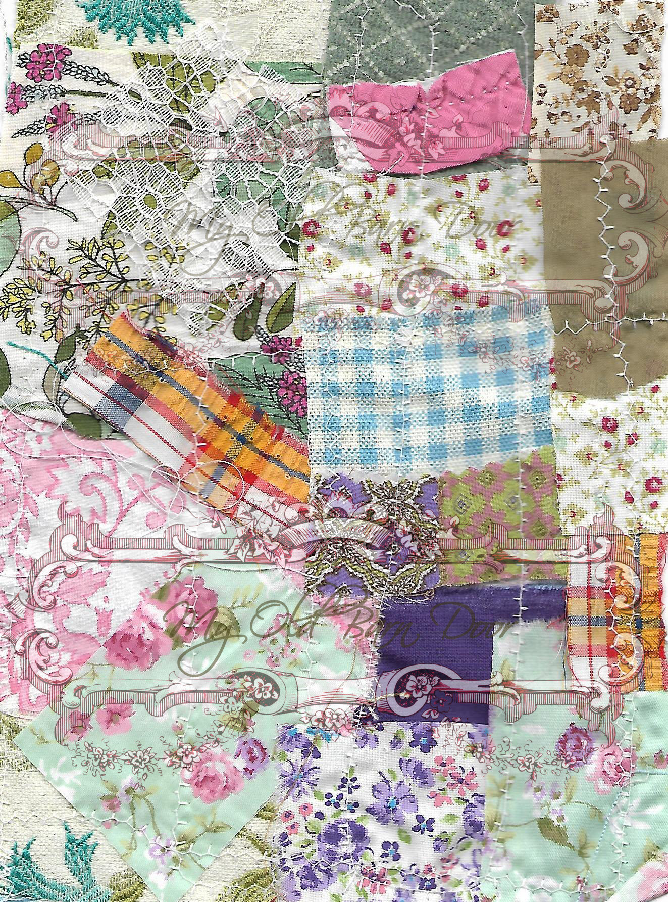Fabric Collage Sheet Scans, Digital Download, Digital Product ...