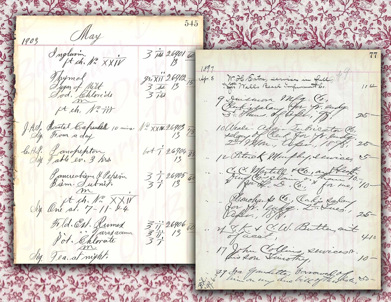 Vintage Ledgers Portrait, Digital Download, Ledger Paper, Scrapbook ...