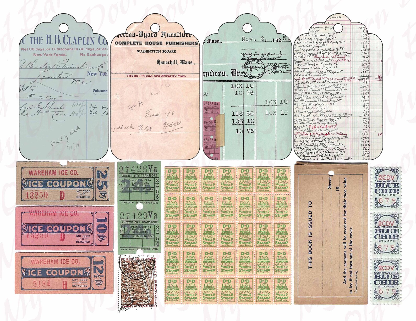 Vintage Ledger Tags & Ephemera Kit Digital Download Vintage - Etsy