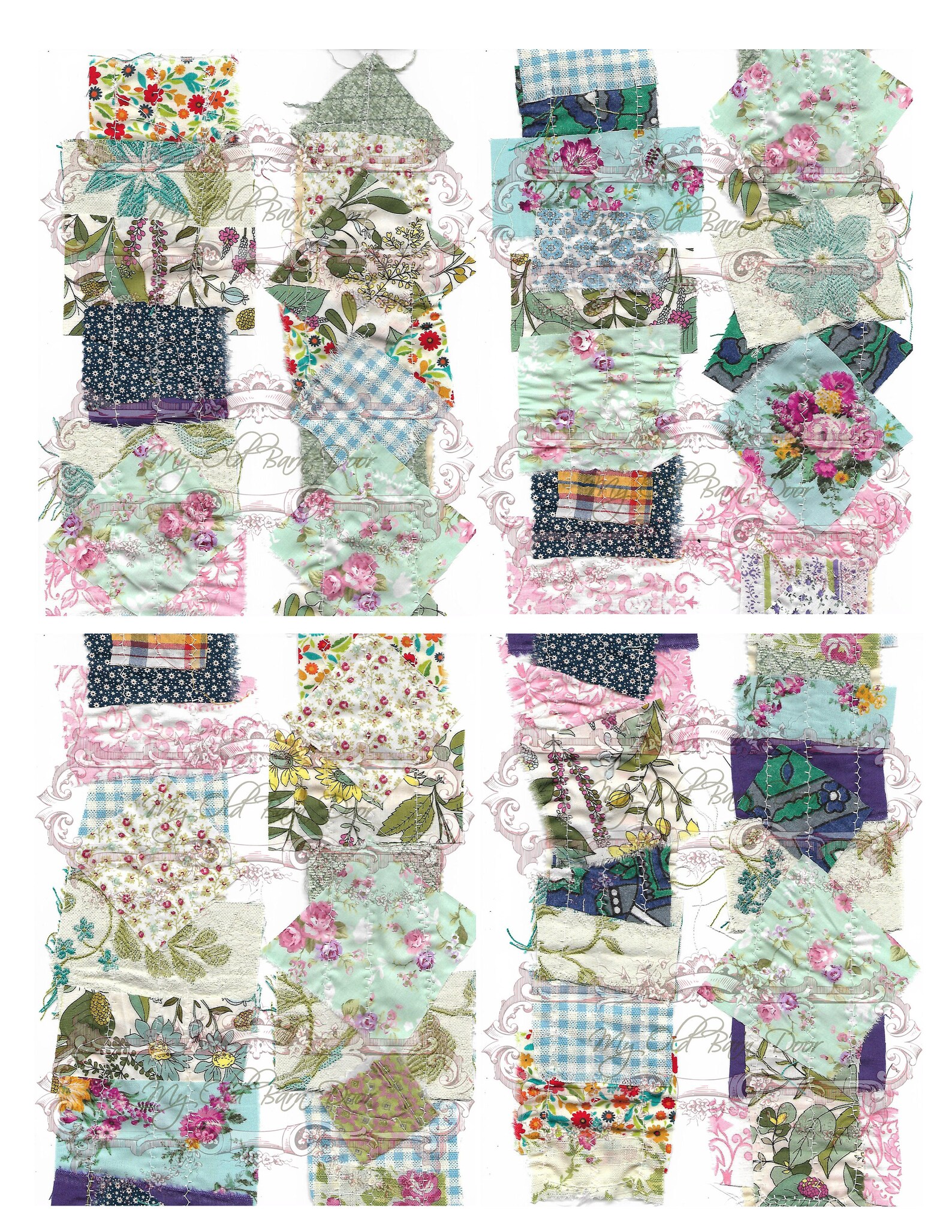 Fabric Collage Sheet Scans, Digital Download, Digital Product ...