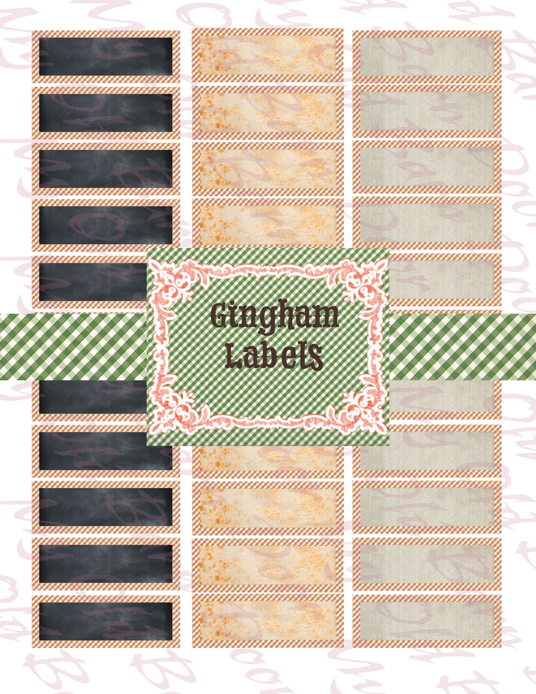 Rust Color Variety Gingham Labels, Fall Labels, Farm Labels, Farm, Fall ...