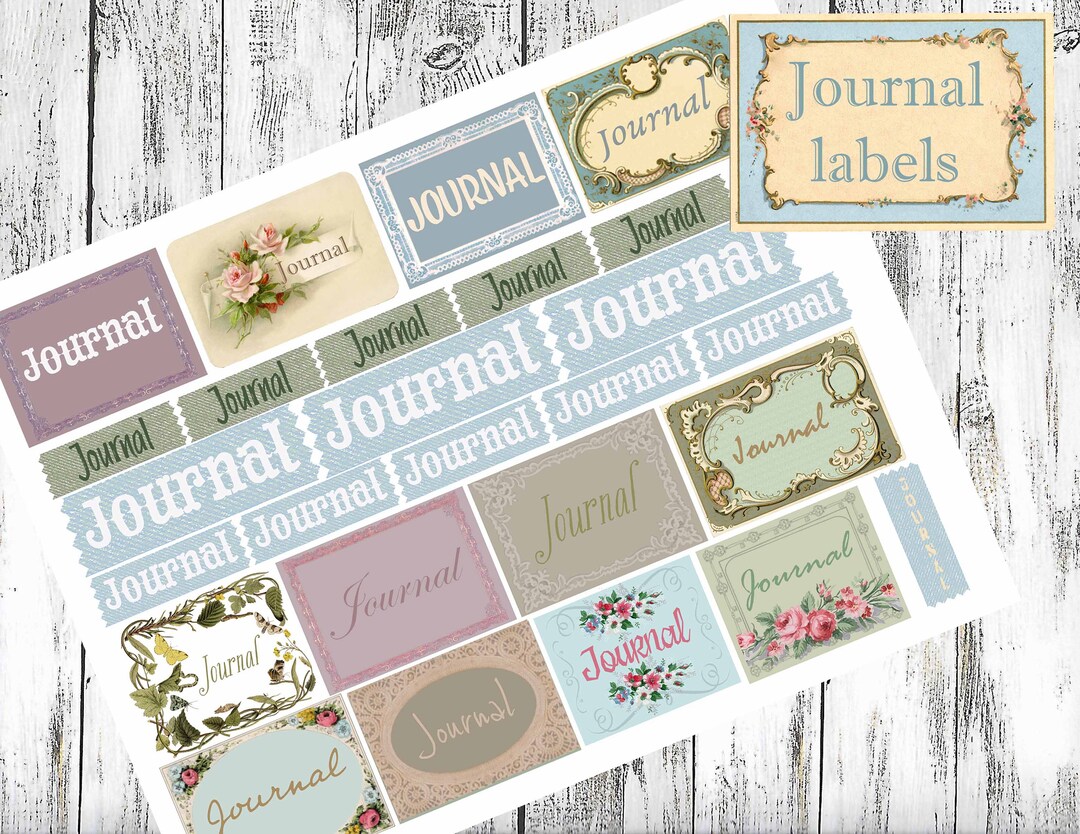 Journal Labels, Digital Download, Journal, Scrapbook, Floral, French ...