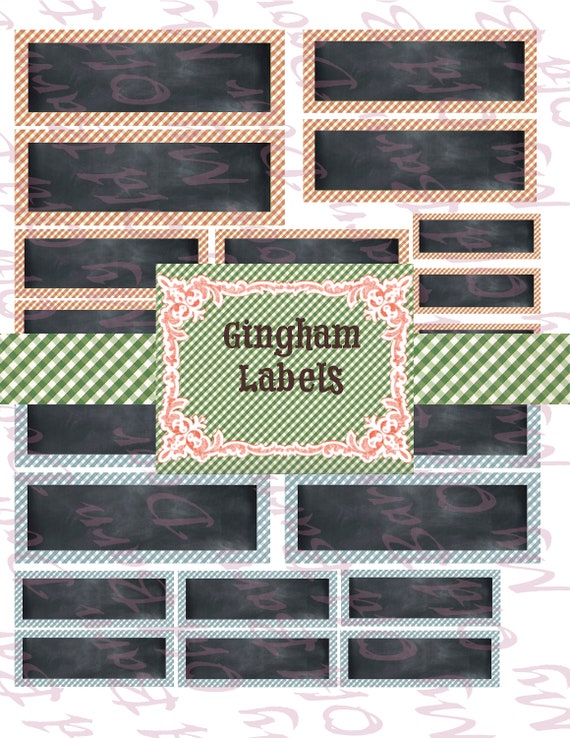 Teal and Orange Variety Size Gingham Labels Fall Label Farm - Etsy
