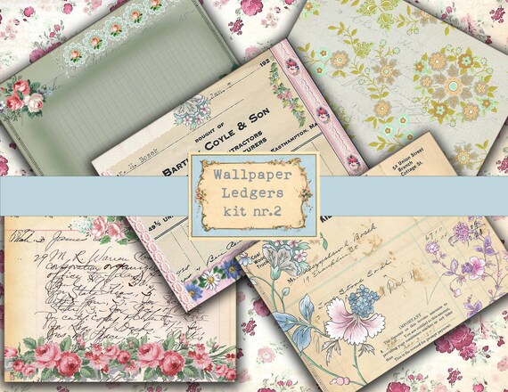 Wallpaper Ledgers Kit 2 Digital Download Ledger Vintage - Etsy
