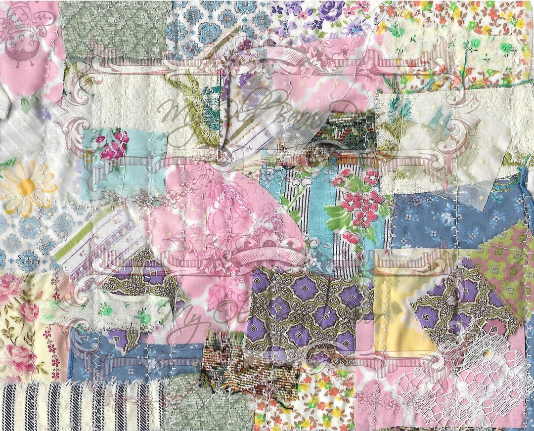 Fabric Collage Sheet Scans, Digital Download, Digital Product ...