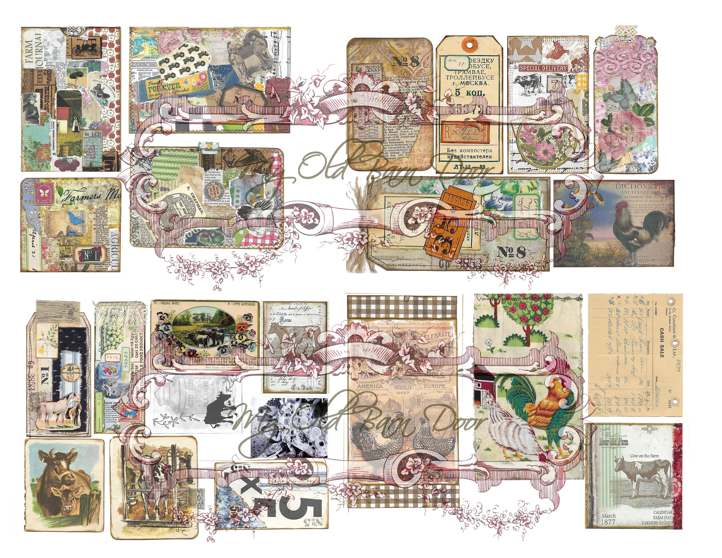 Papercraft Paper Farm Life Ephemera Printables Farm Ephemera Vintage ...