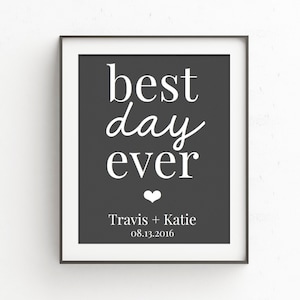 BEST DAY EVER Sign | Personalized Engagement Gift for Couple | Wedding ...