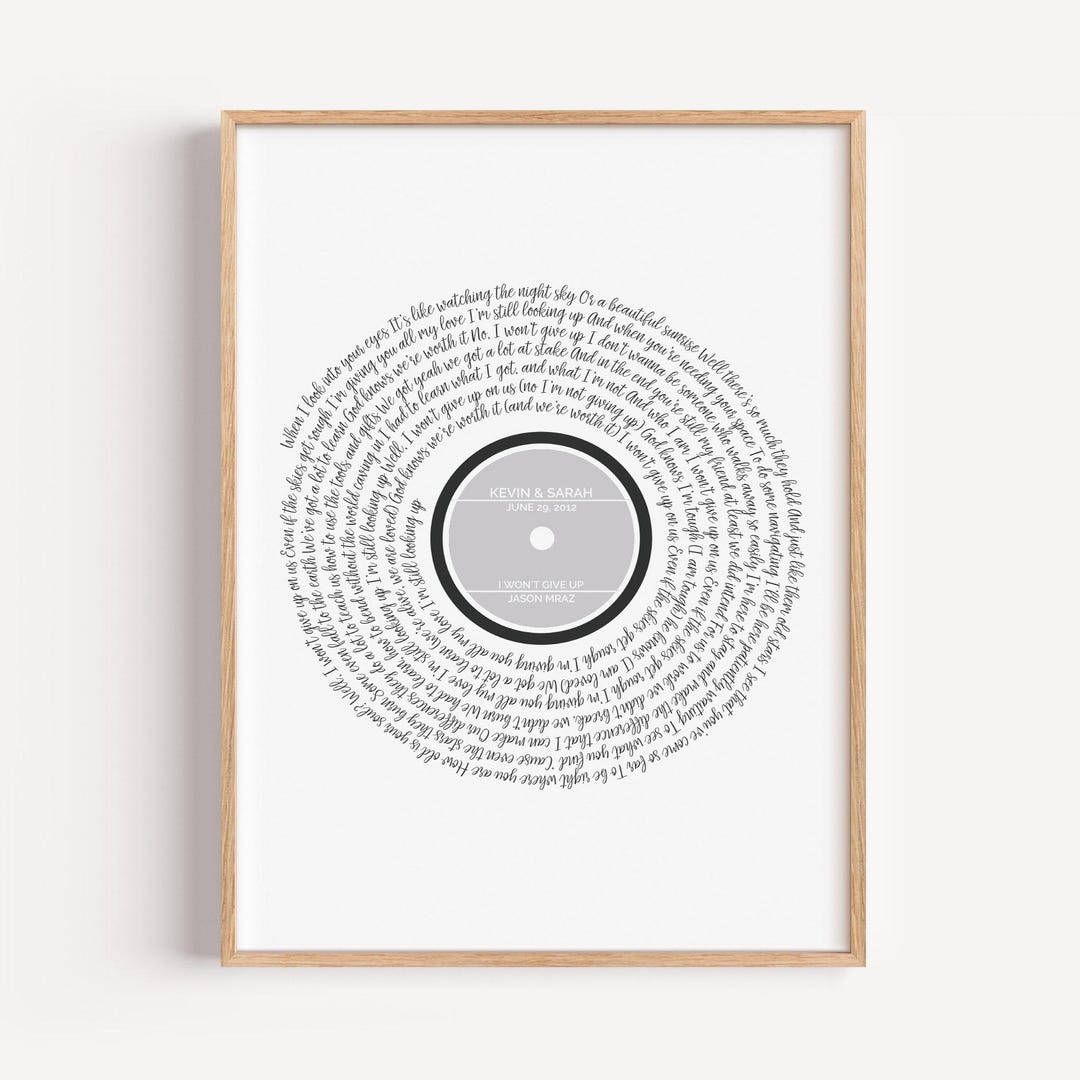 Custom Song Lyrics Print, Personalized Music Poster, Customizable Music ...