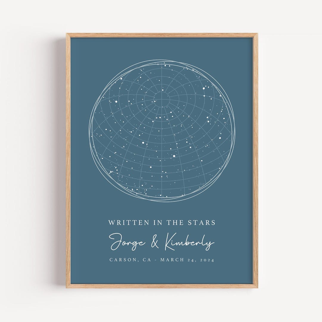 Custom Constellation Star Map Poster Print - the Night Sky Framed ...